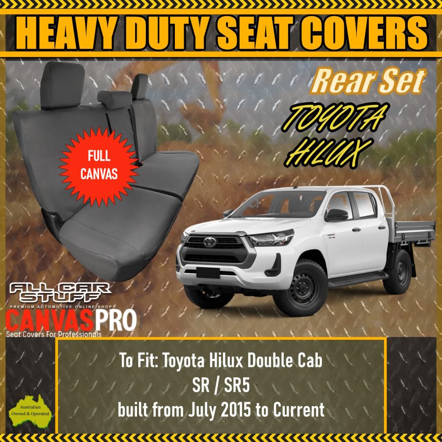 Full Canvas Rear Seat Covers for Toyota Hilux Double Cab: from 07/2015 ...