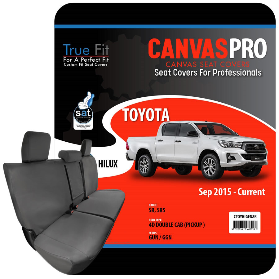 Full Canvas Rear Seat Covers for Toyota Hilux Double Cab: from 07/2015 ...